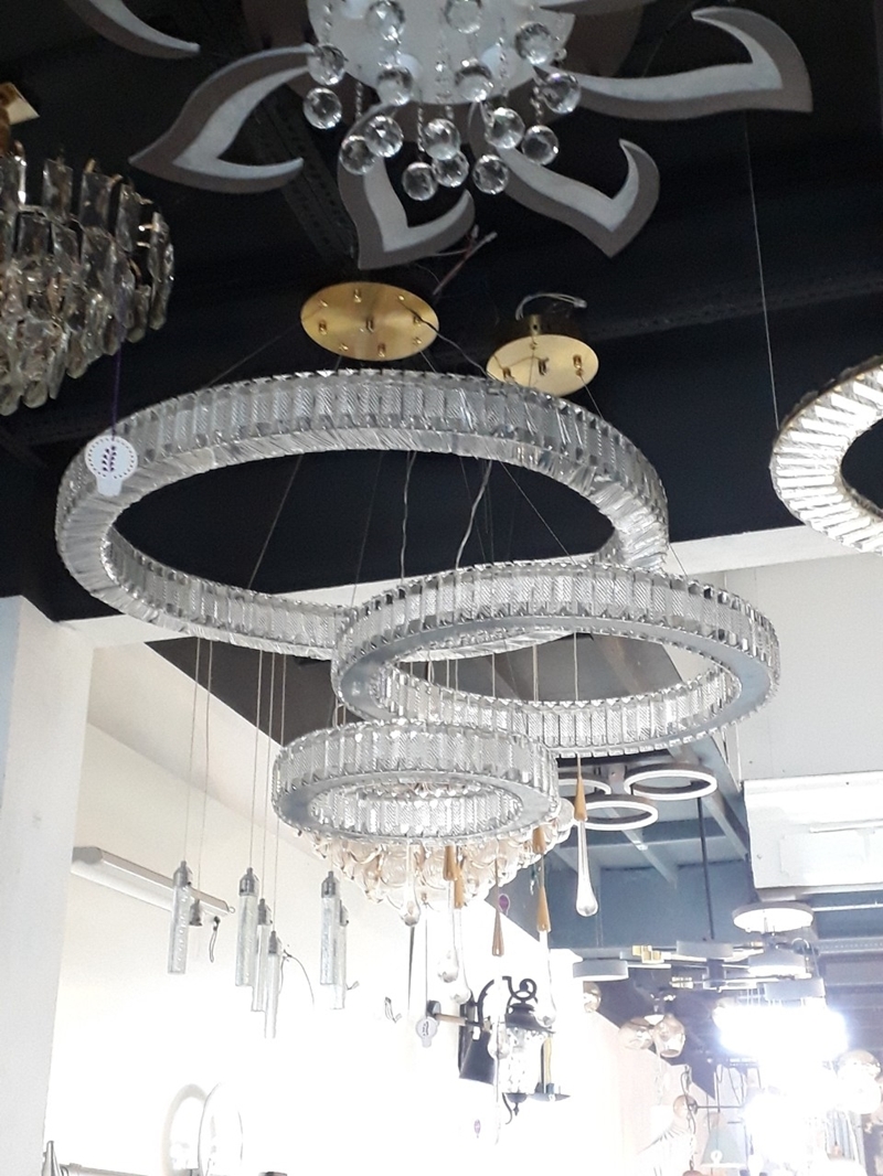 Đèn thả pha lê thân trắng hình tròn TH518 bản 60*H75(mm), 3 chế độ sáng ...